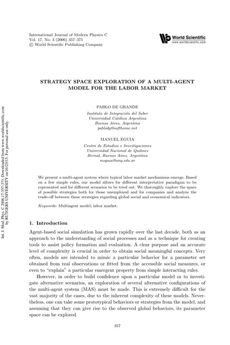 Pdf Strategy Space Exploration Of A Multi Agent Model For The Labor