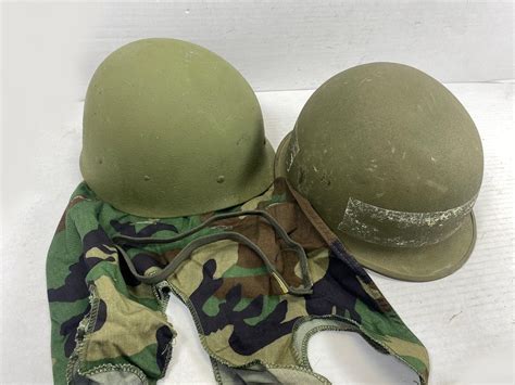 Army Helmetm 1 Woodland Camo Complete And Original Issue
