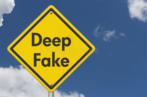Deep Fake Message On Warning Road Sign With Sky Stock Image Image Of