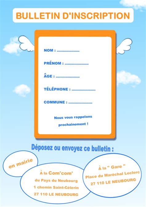 BULLETIN INSCRIPTION 2023 Communauté de communes du Pays du Neubourg