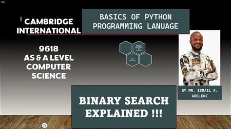 Part 16 Caie 9618 A Level Computer Science Basics Of Python Binary