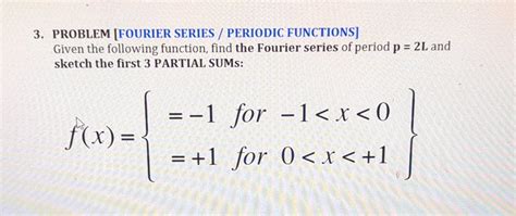 Solved Problem [fourier Series Periodic Functions] Given