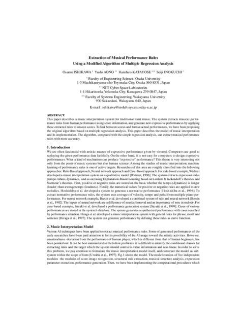 Pdf Extraction Of Musical Performance Rules Using A Modified