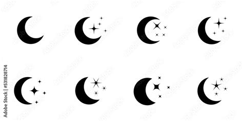 Vetor De Conjunto De Iconos De Luna Con Brillo De Luces Concepto De
