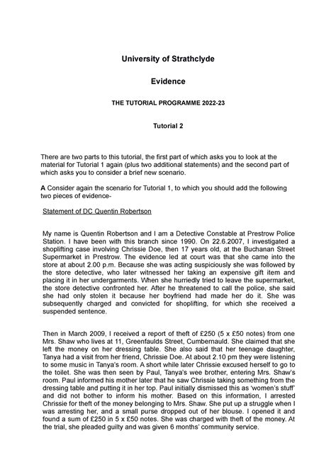 Evidence Tutorial 2 University Of Strathclyde Evidence The Tutorial Programme 2022 Tutorial