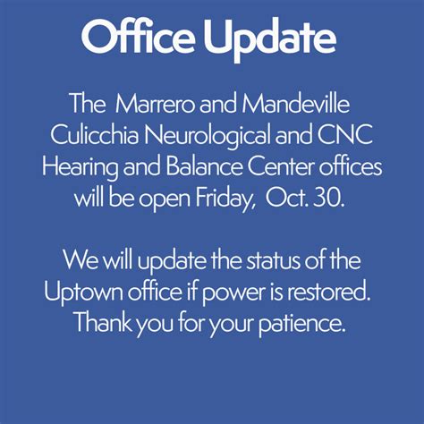 Power Is Restored To Our Culicchia Neurological Clinic