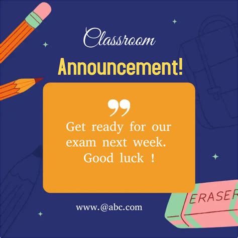 Classroom Announcement Templates Postermywall