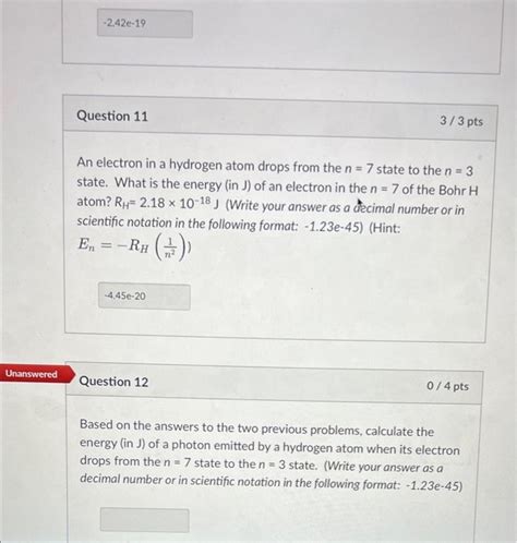 Solved An Electron In A Hydrogen Atom Drops From The N 7