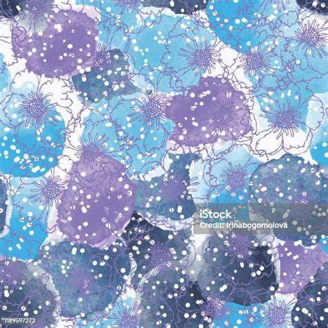 カラフルな水彩図形とのシームレスなパターンを抽象化しベクトルで描かれた花の手 ティール色のベクターアート素材や画像を多数ご用意