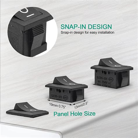 5pcs Onoff Boat Rocker Switch 2 Pin Position Snap 250v6a 125v10a 2