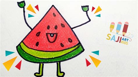 วาดรูประบายสีไม้สวยๆ วาดรูปแตงโมง่ายๆ How To Draw A Watermelon Step By Step Easy Youtube
