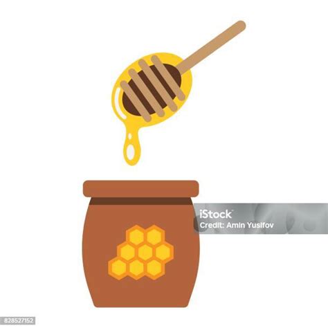 꿀 국자 플랫 아이콘 음식 및 음료 벌집 기호 벡터 그래픽 흰색 배경 Eps 10에는 다채로운 솔리드 패턴 개념에 대한 스톡 벡터 아트 및 기타 이미지 Istock