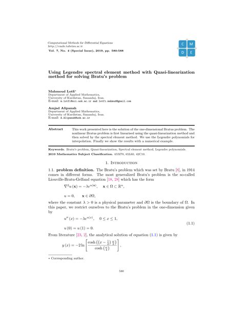 Pdf Using Legendre Spectral Element Method With Quasi Linearization