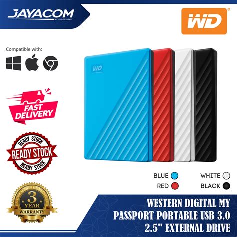 Western Digital My Passport Portable Usb 3 0 External Hard Disk Drive Hdd 1tb 2tb 4tb Shopee