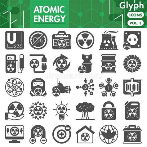 Atomic Energy Symbols Collection Or Sketches Nuclear Power Theme Icons