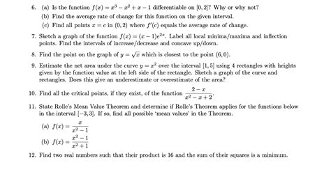 solved 6 a is the function f x x3−x2 x−1 differentiable