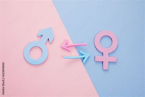 Gender Equality And Sexual Equality Concept With Male And Female Icon Symbols Stock Photo