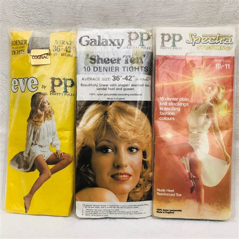 3 X 1980s Vintage Pretty Polly Hosiery Stockings And Tights Etsy