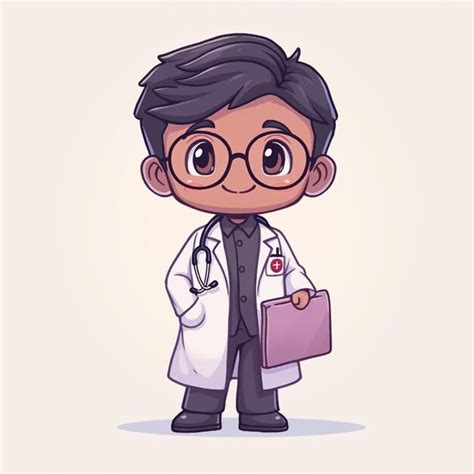 Premium Photo Cartoon Doctor With A Stethoscope And A Folder