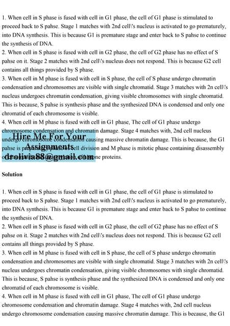 1 When Cell In S Phase Is Fused With Cell In G1 Phase The Cell Of Pdf
