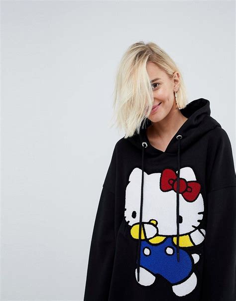 Hello Kitty X Asos Hoodie With Dabbing Patch Black Hello Kitty Hoodie