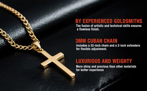 Vyrniss 18k Gold Cross Necklace For Men 18k Gold American Flag Cross