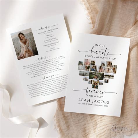 Double Sided Funeral Program Template In Our Hearts Memorial Program