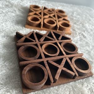 Wooden Tic Tac Toe Game Montessori Game Wooden Board Game Etsy