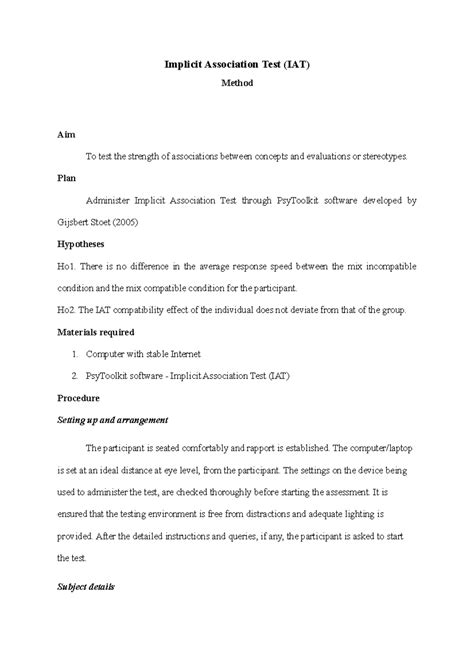 Copy Of Implicit Association Testmethod File Implicit Association Test Iat Method Aim To