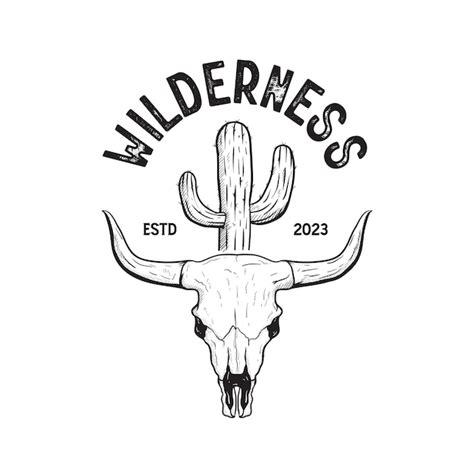 Premium Vector Hand Drawn Cactus With Skeleton Longhorn Buffalo Bull