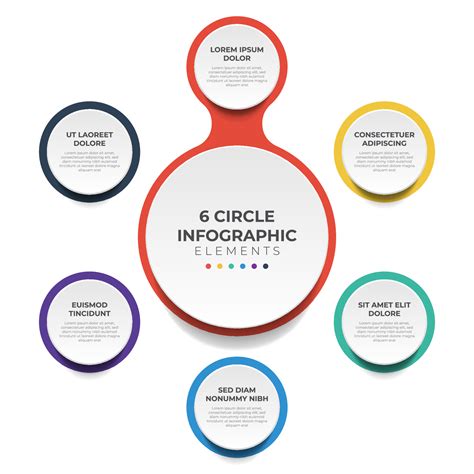 Circular Layout Diagram With 6 Points Of Steps Sequence Colorful