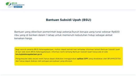 BSU BPJS Ketenagakerjaan 2023 Kapan Cair Cek Penerima Pakai NIK KTP Di Link Bsu Kemnaker Go Id