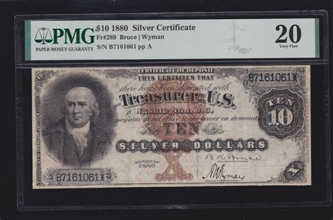 Us 1880 10 Morris Silver Certificate Fr 289 Pmg 20 Vf 061 Ebay