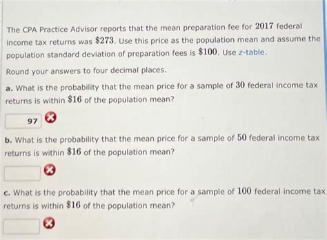 Solved The CPA Practice Advisor Reports That The Mean Chegg