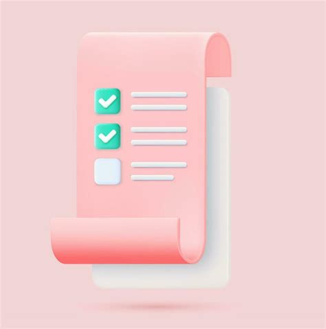 Checklist On 3d Clipboard Paper Document In Test Form With Check Marks And Stripes Abstract