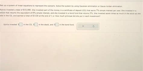 Solved Set Up A System Of Linear Equations To Represent The Chegg Com