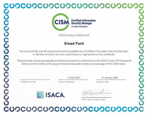 Emad Fard Cissp Cism On Linkedin Officially A Cism Certified