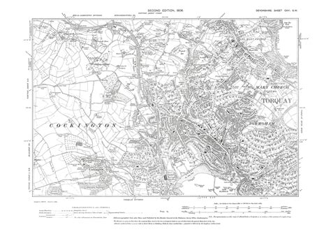 Torquay Cockington Edginswell Old Map Devon 1906 116sw Old Map Downloads
