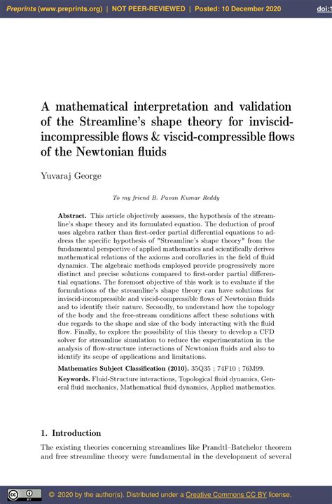 (PDF) A Mathematical Interpretation and Validation of the Streamline's ...