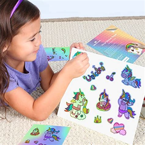MECOLOUR Holographic Sticker Paper Printable Rainbow Vinyl 20 Sheets 8