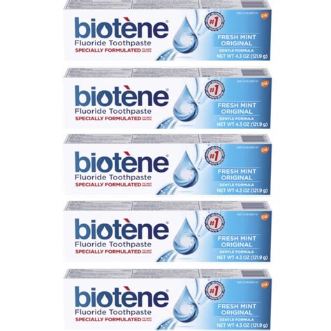 Biotene Fresh Mint Original Fluoride Toothpaste For Dry Mouth 5 Pack
