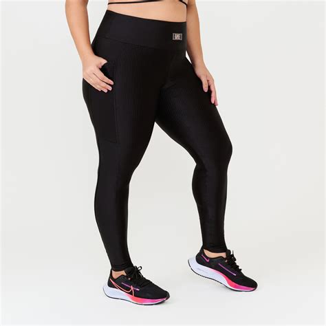 Legging Kotelle Preta Em Tecido Canelado Donna Carioca Moda Fitness