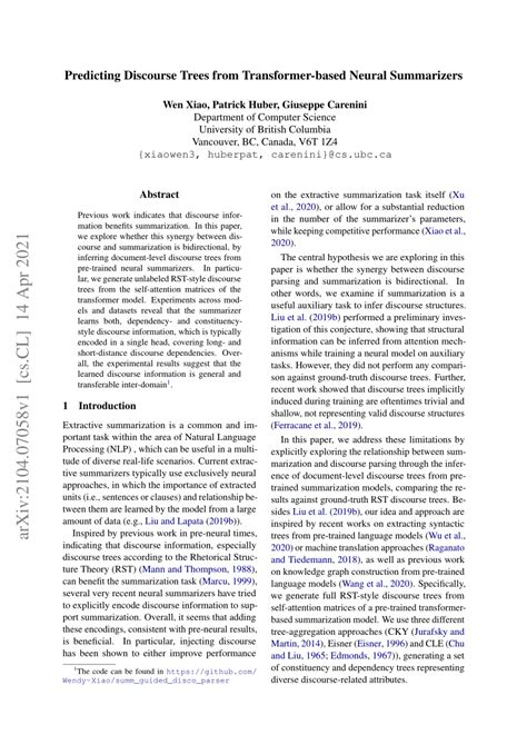 Pdf Predicting Discourse Trees From Transformer Based Neural Summarizers
