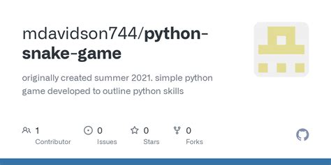 Github Mdavidson Python Snake Game Originally Created Summer