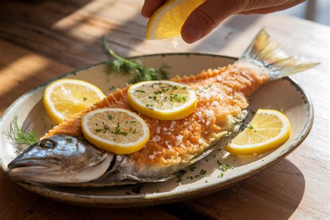 דג בורי מטוגן עם קראנציות מושלמת ולימון רענן