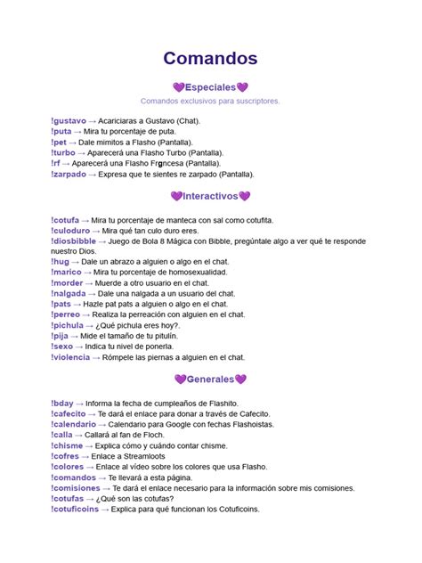 Comandos De Twitch Pdf Chat En Linea Comunicación Por Medio De