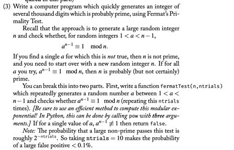 Solved 3 Write A Computer Program Which Quickly Generates