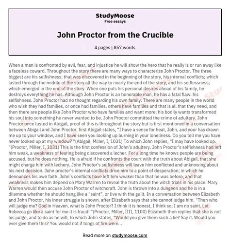John Proctor Decision Essay Examples