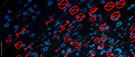 Binary Code Backgroundblue Red Bytes Of Binary Code Flying Through A