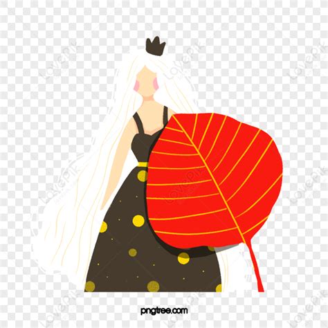 흰 긴 머리 여자 일러스트 잎 실루엣 젊은 Png 일러스트 무료 다운로드 Lovepik